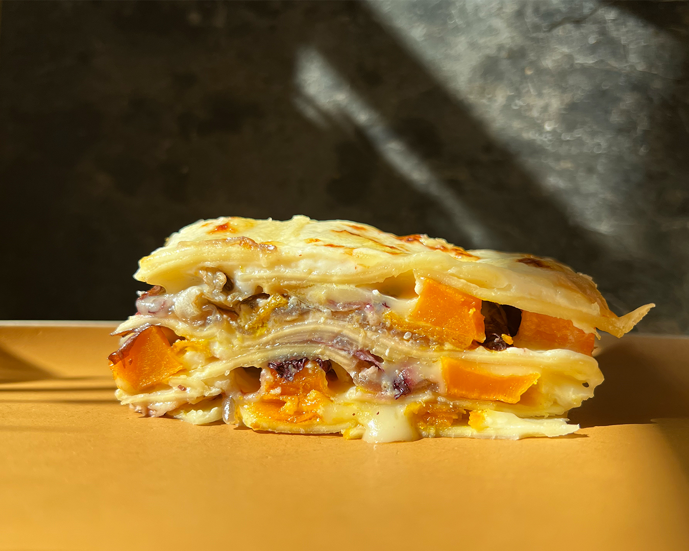 Fall Lasagna with Radicchio, Pumpkin, and Red Onions