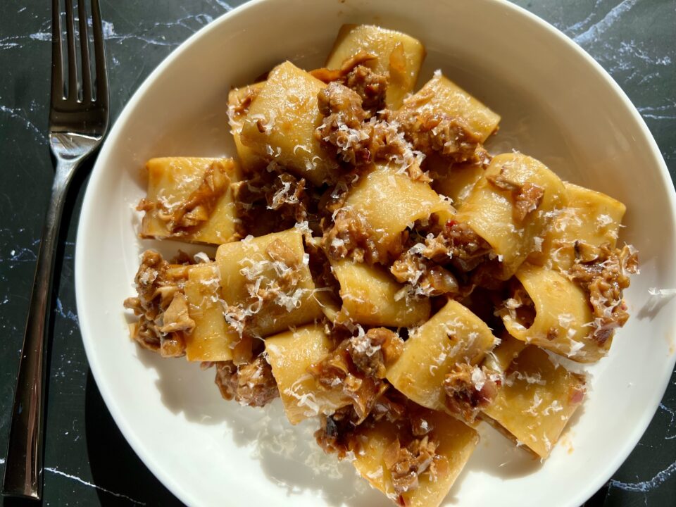 Pasta with Sausage, Porcini, and Balsamic Vinegar